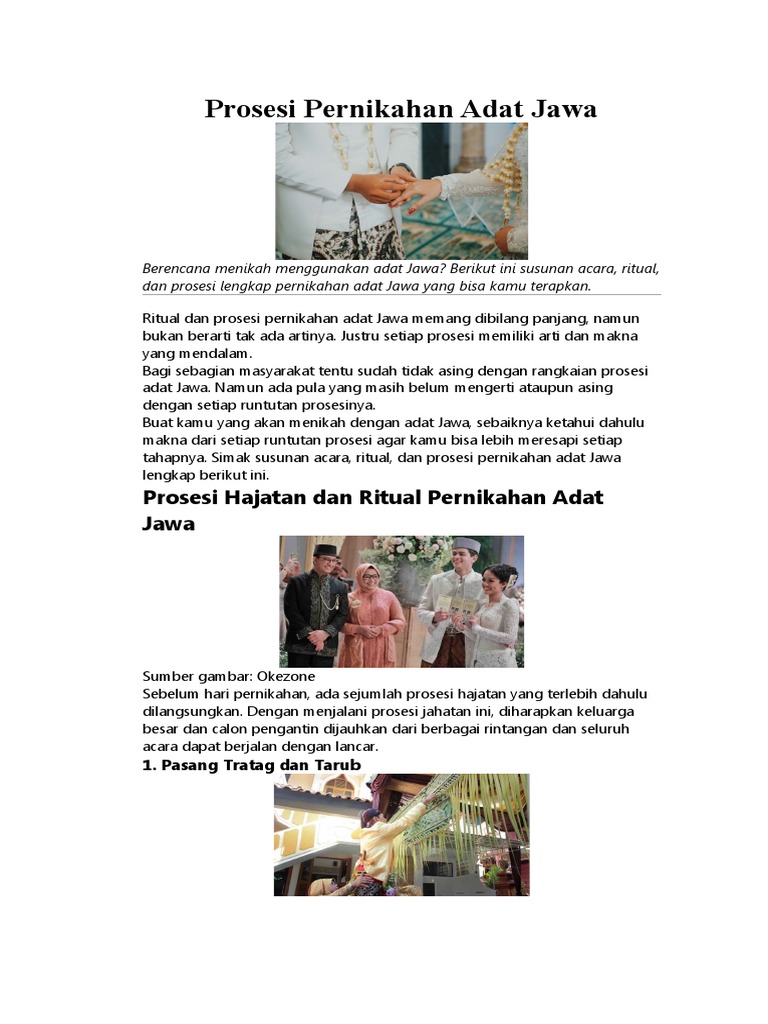 Prosesi Pernikahan Adat Jawa Lengkap | PDF