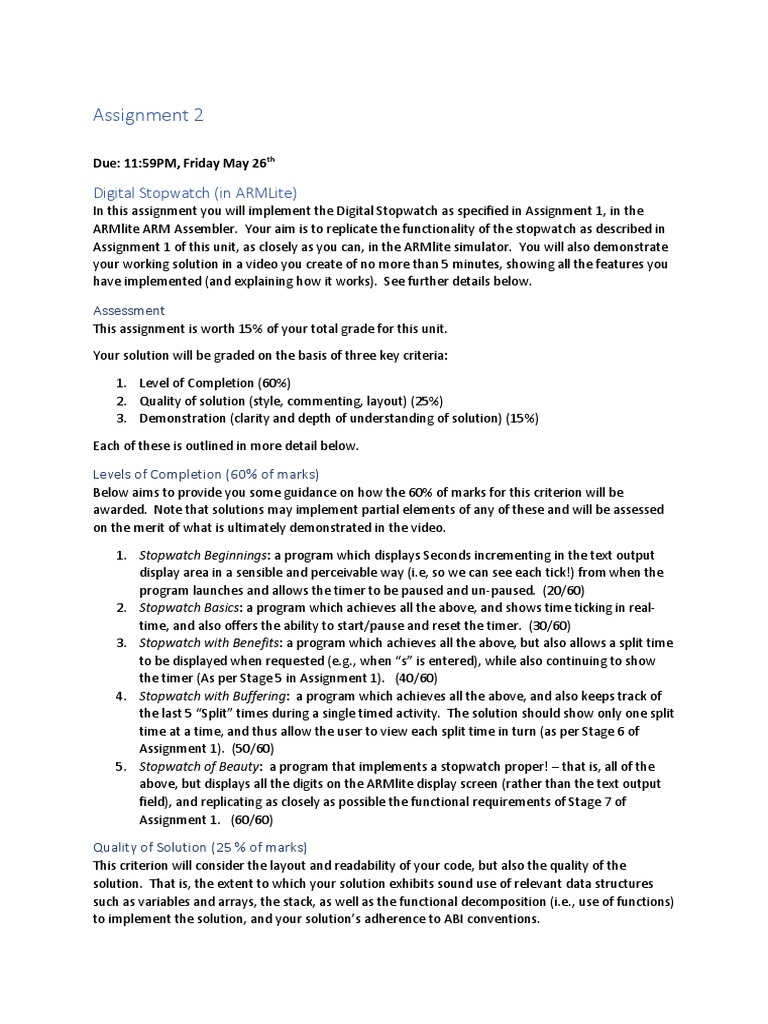 Assignment 2 | PDF | Timer | Computing