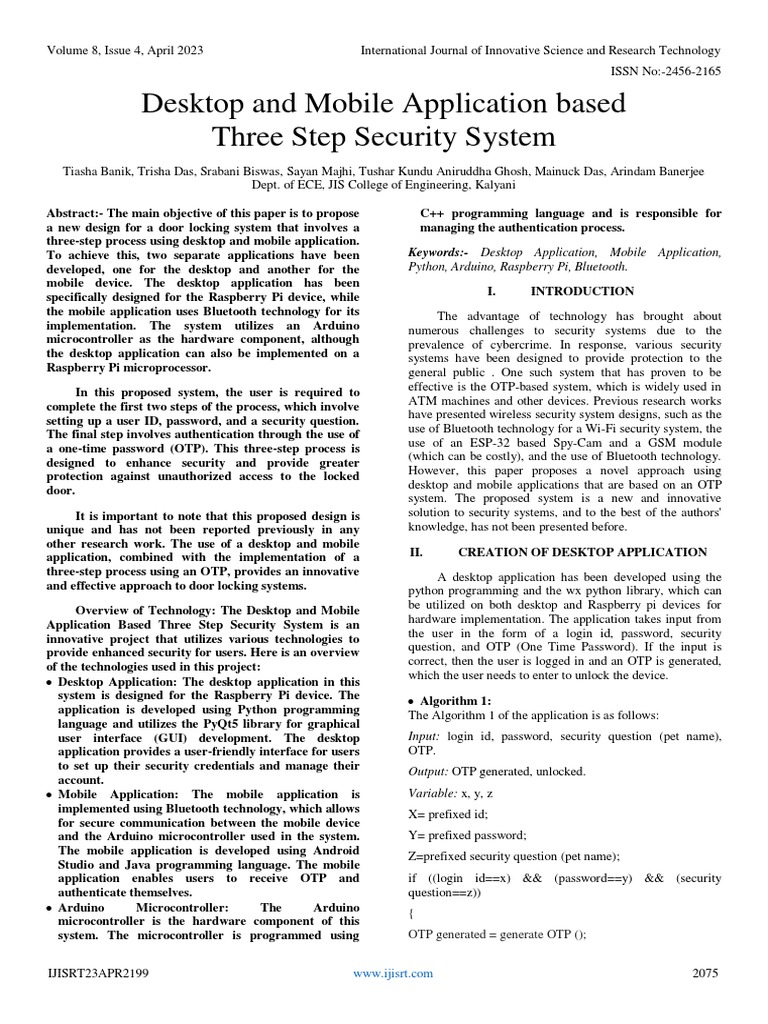Desktop and Mobile Application Based Three Step Security System | Download Free PDF | Mobile App ...