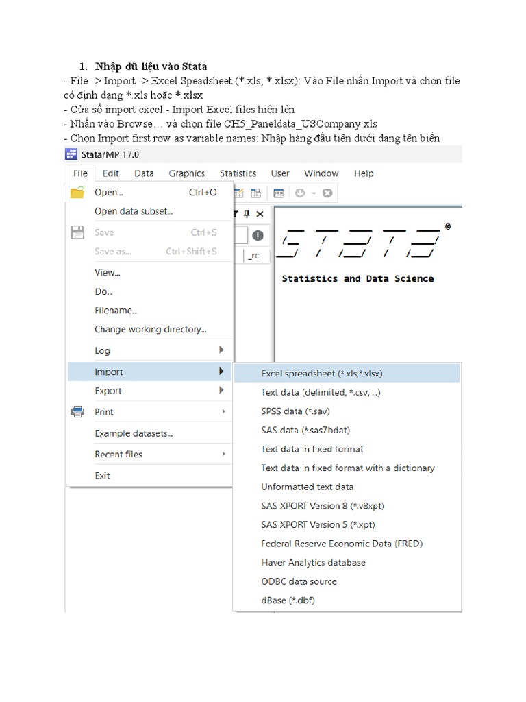 2. Bài tập thực hành máy tính tái tạo kết quả hồi quy dữ liệu bảng trong slides sử dụng Stata | PDF