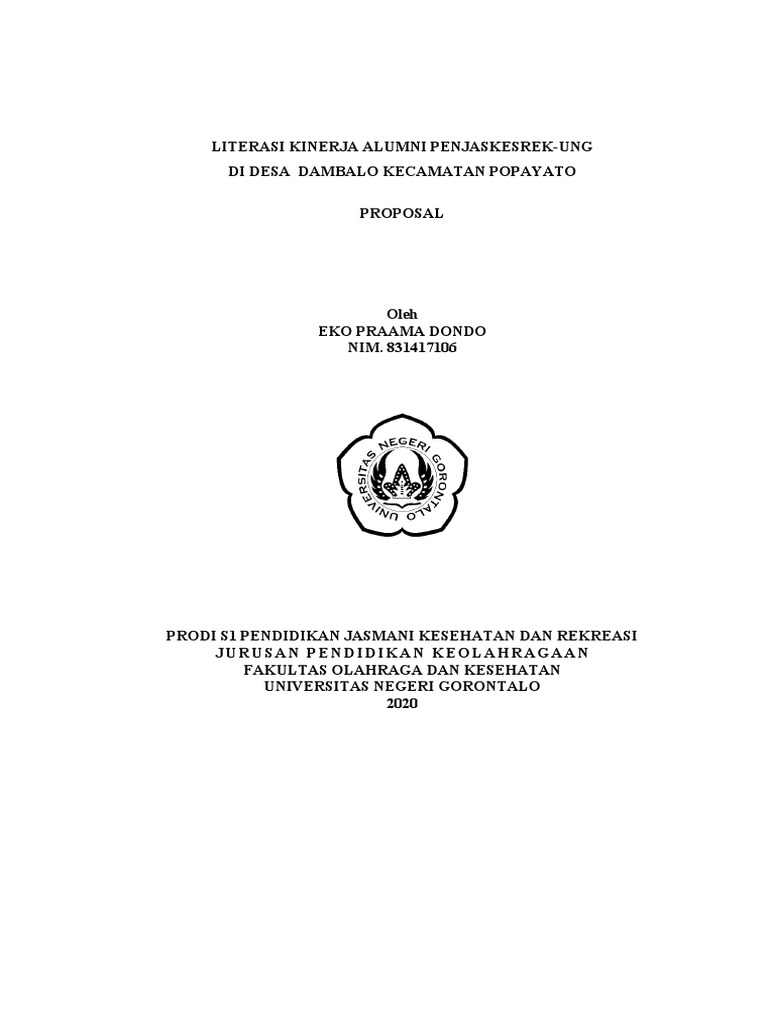PROPOSAL LITERASI KINERJA ALUMN PENJAS Eko | PDF