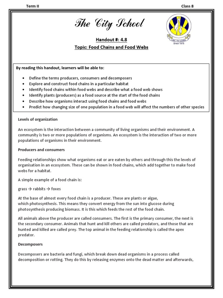 Handout 4.8 PDF | PDF | Food Web | Foods