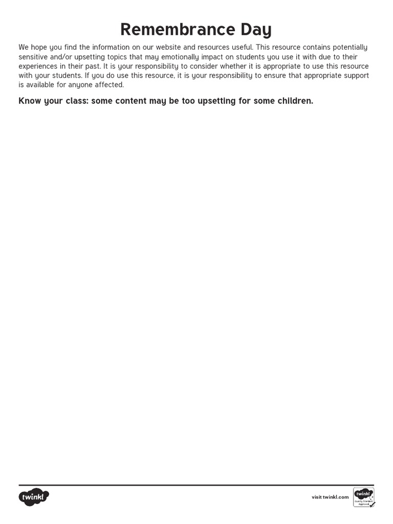 UKS2 Remembrance Day Differentiated Reading Comprehension | PDF