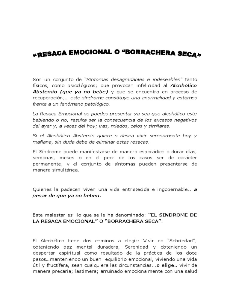 Síndrome de la Borrachera Seca | PDF | Relaciones personales, crianza y ...