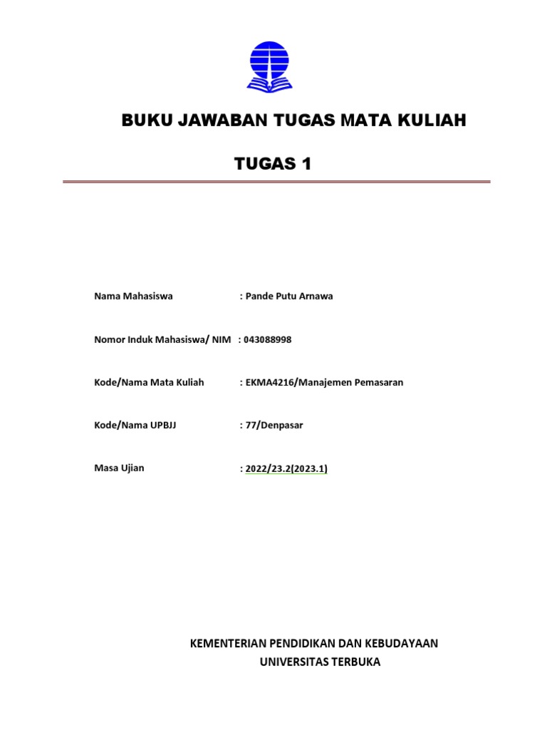Pande Putu Arnawa - tmk1-EKMA4216-MANAJEMEN PEMASARAN | PDF | Karier & Perkembangan | Bisnis