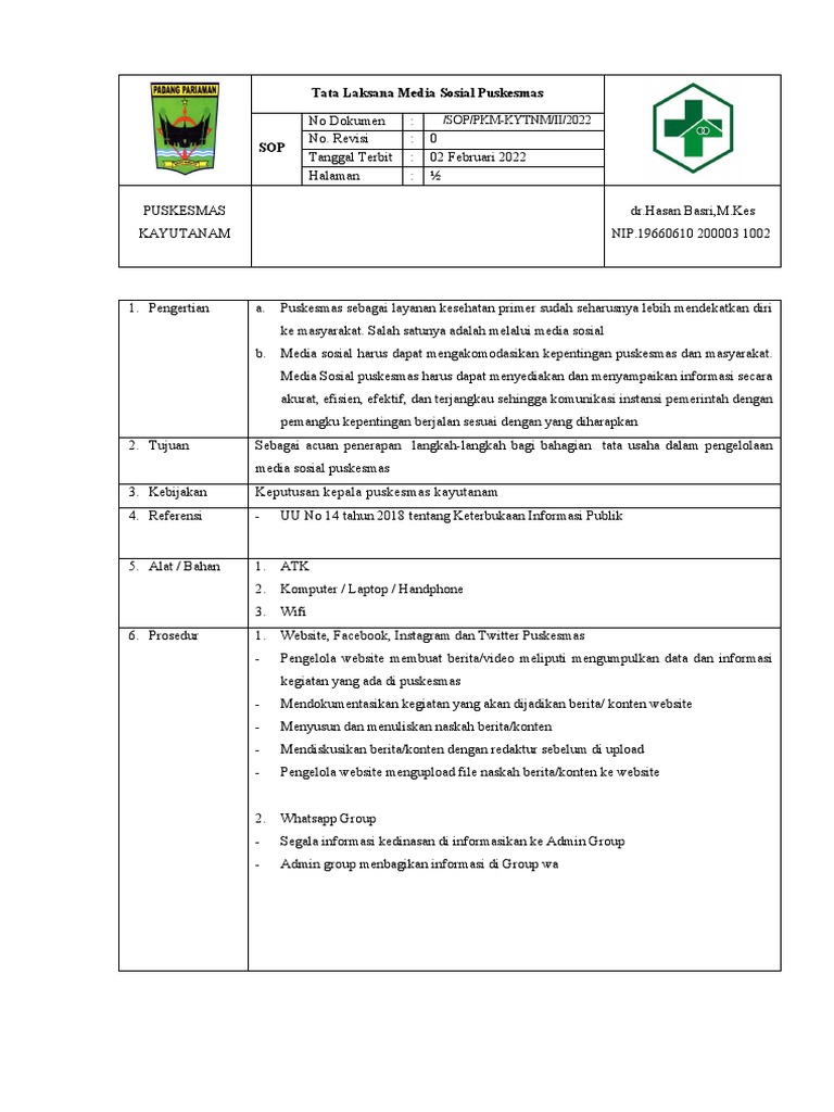 SOP MEDIA SOSIAL | PDF