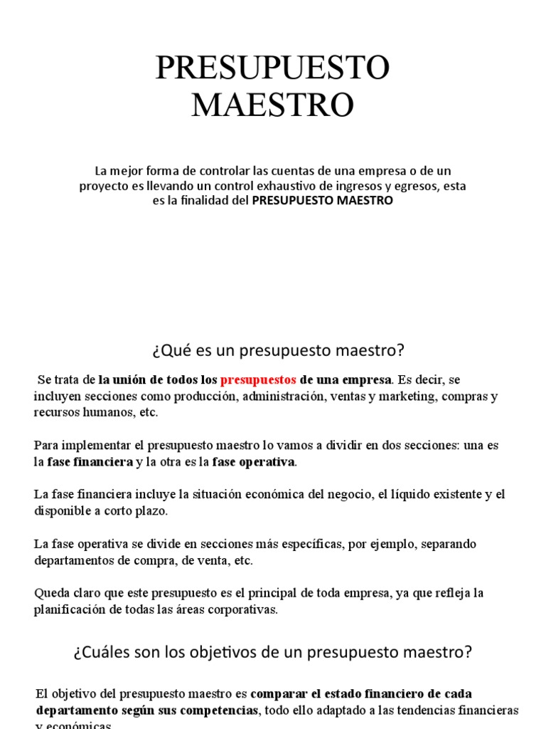 12 Presupuesto Maestro | PDF