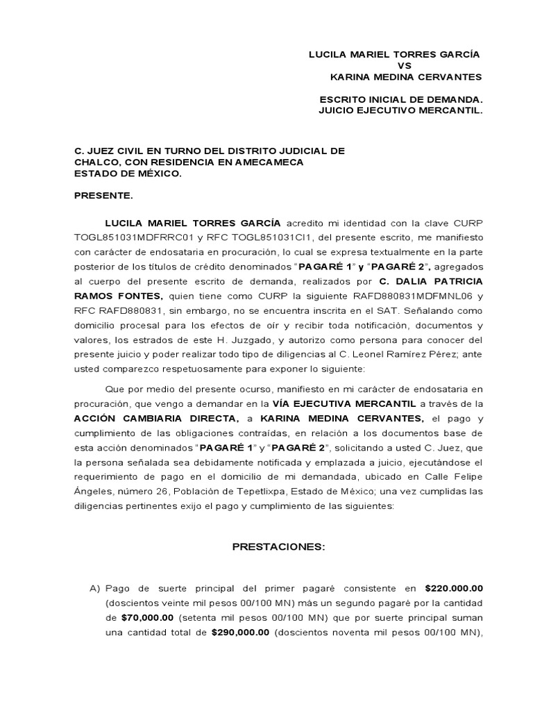 Demanda Mercantil Final | PDF | Demanda judicial | Justicia Demanda Mercantil Final | PDF | Demanda judicial | Justicia