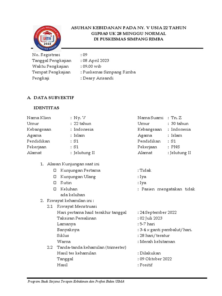 SOAP KEHAMILAN TM 3 NORMAL 07 (Tugas Kuliah Deasy Arisandi) | PDF