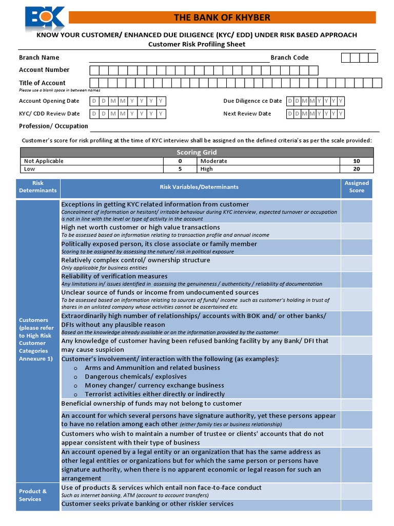 KYC Customer Risk Profiling Guide | PDF | Banks | Money Laundering
