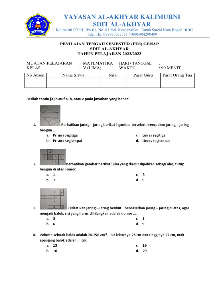 5 - PTS MTK | PDF | Metode & Bahan Ajar