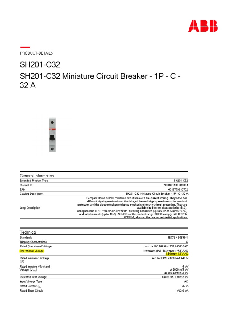 2CDS211001R0324 sh201 c32 | PDF | Materials Science | Electrical Engineering