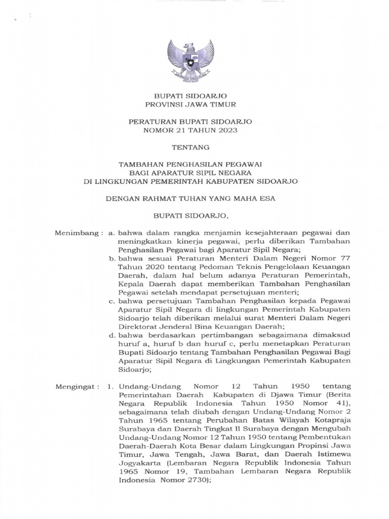 Perbup 21 Tahun 2023-1 | PDF