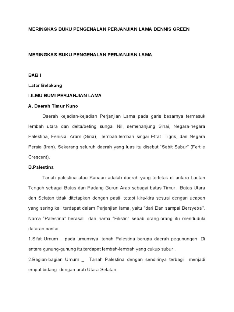 Meringkas Buku Pengenalan Perjanjian Lama Dennis Green | PDF
