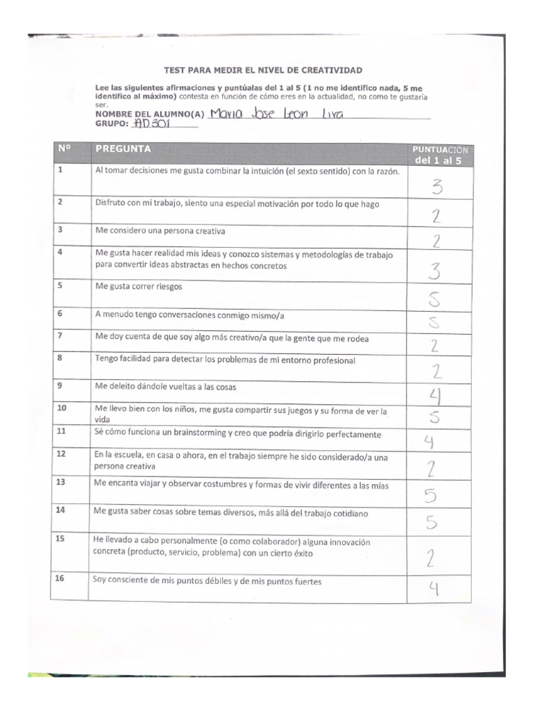 Test para Medir El Nivel de Creatividad 2 | PDF