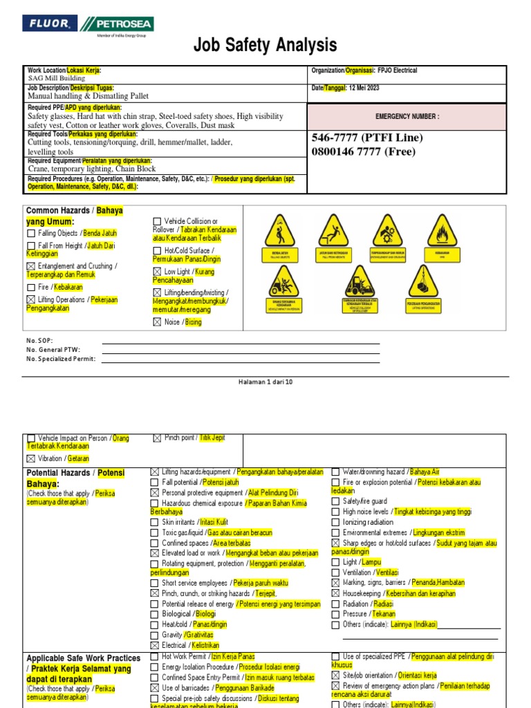 JSA Manual Handling & Dismantling Pallet | PDF
