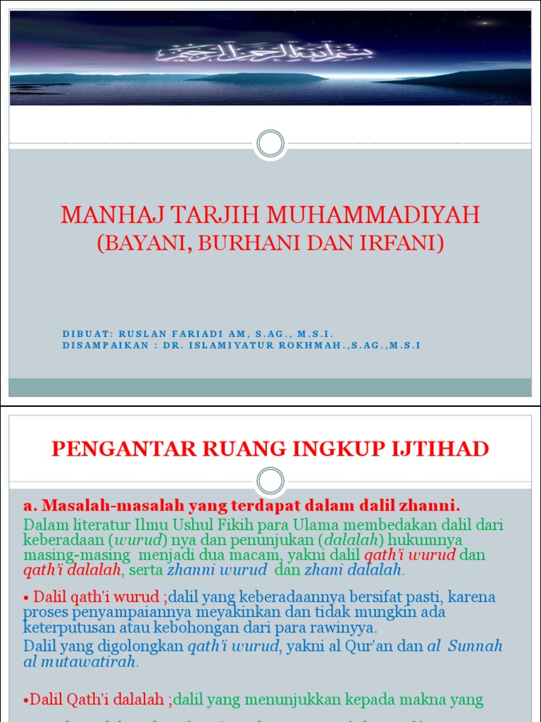 Manhaj Tarjih Bayani, Burhani Dan Irfani | PDF