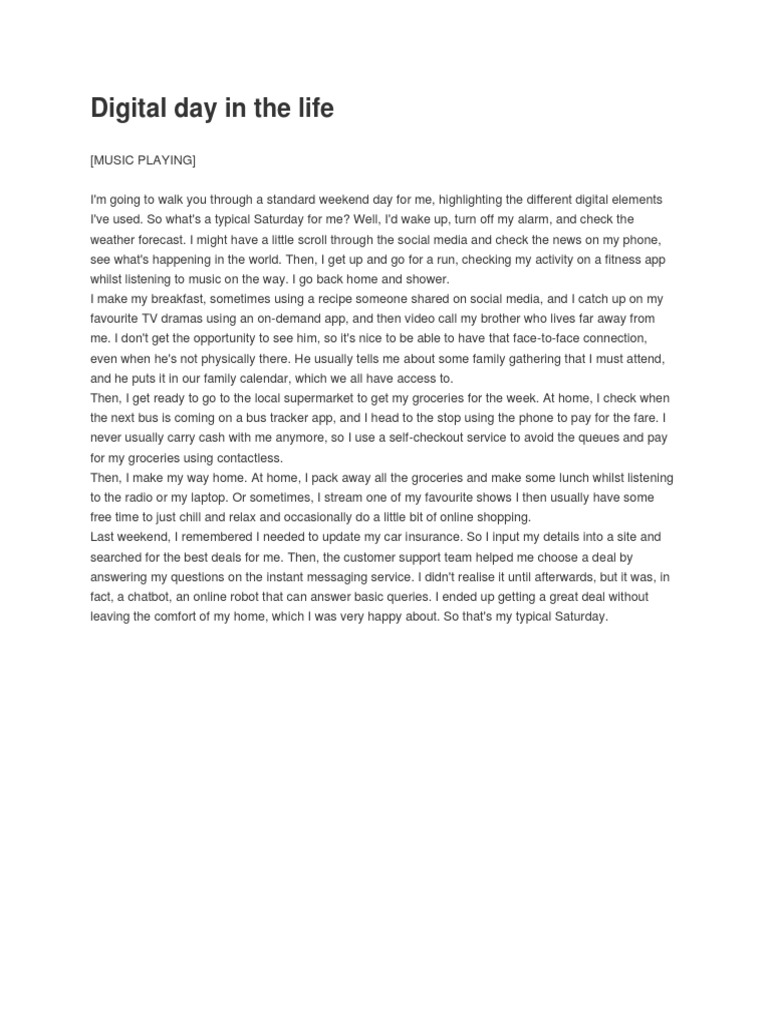 A Digital Weekend Routine Explained | PDF | Social Science