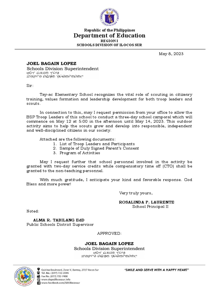 BSP Camp 2023 Request | PDF | Scouting | Youth Movements