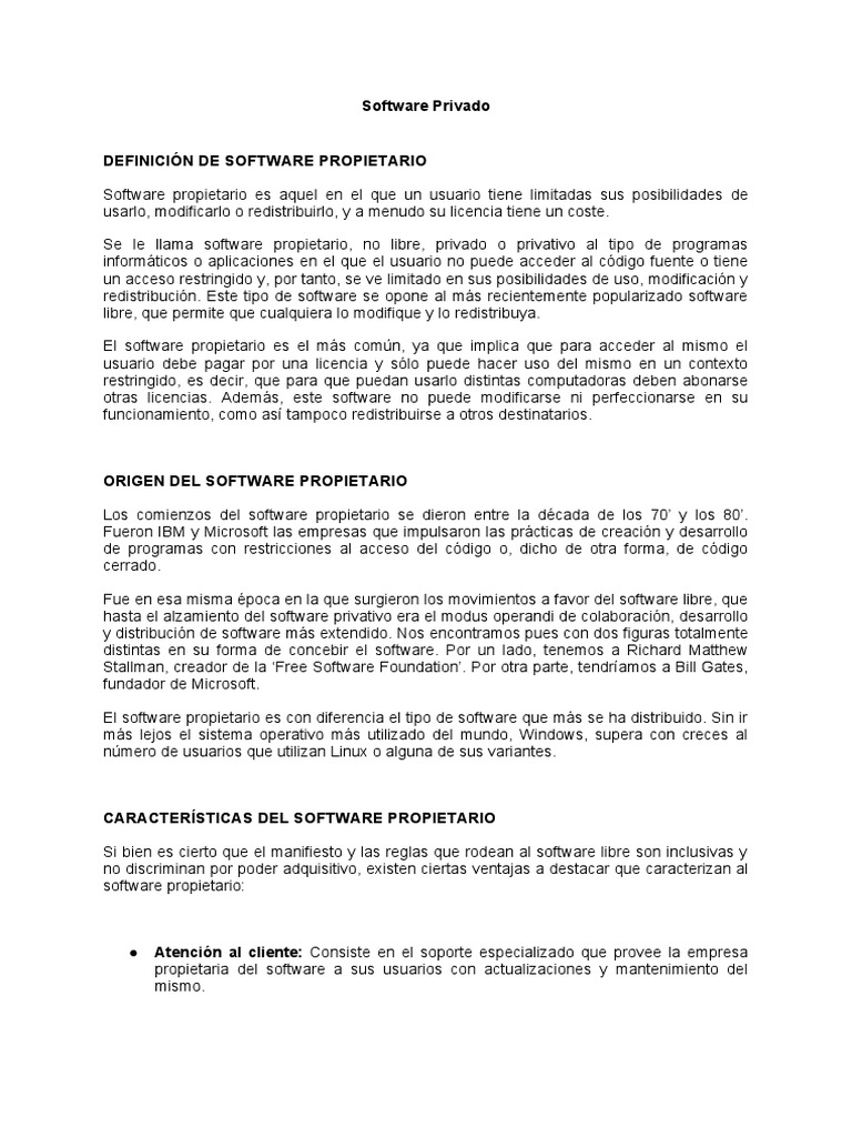 Software Privado | PDF | Software propietario | Software libre
