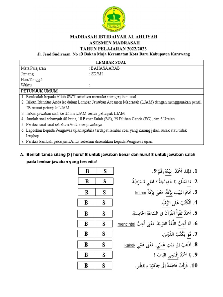 Soal Am Bahasa Arab | PDF