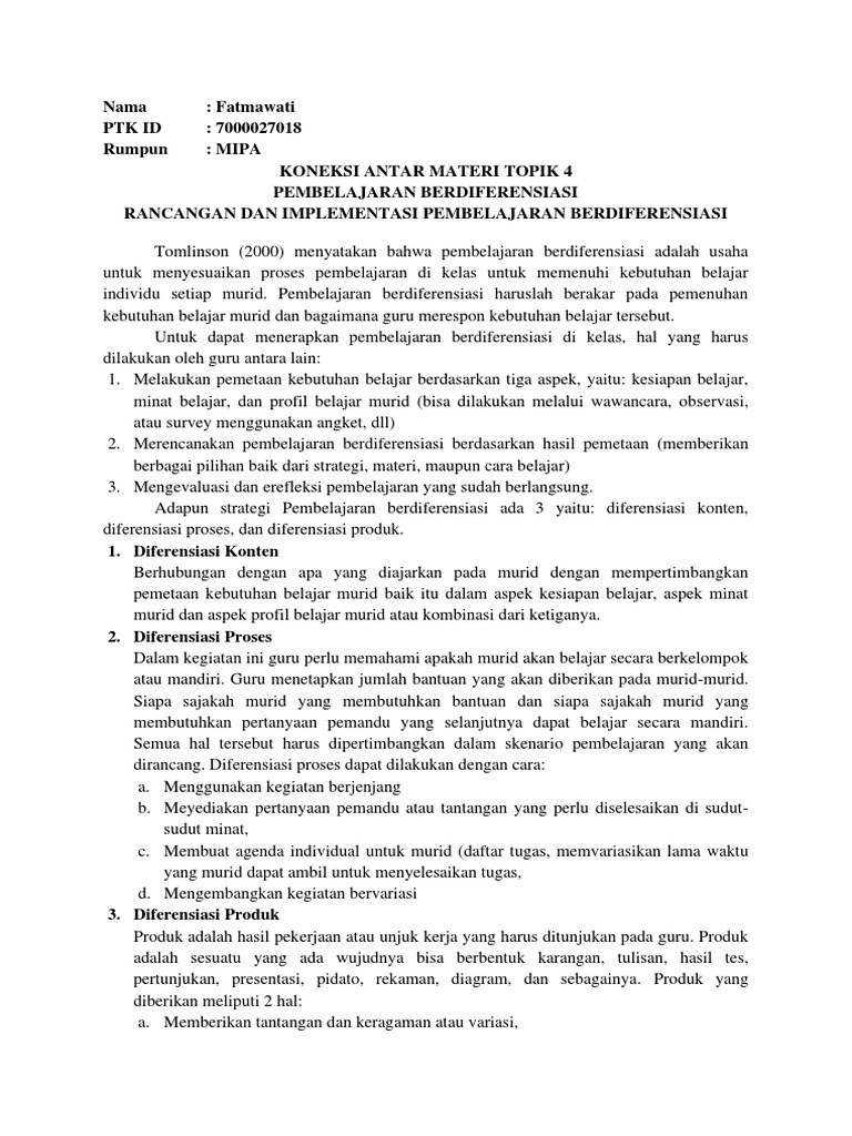 Koneksi Antar Materi PB T4 | PDF