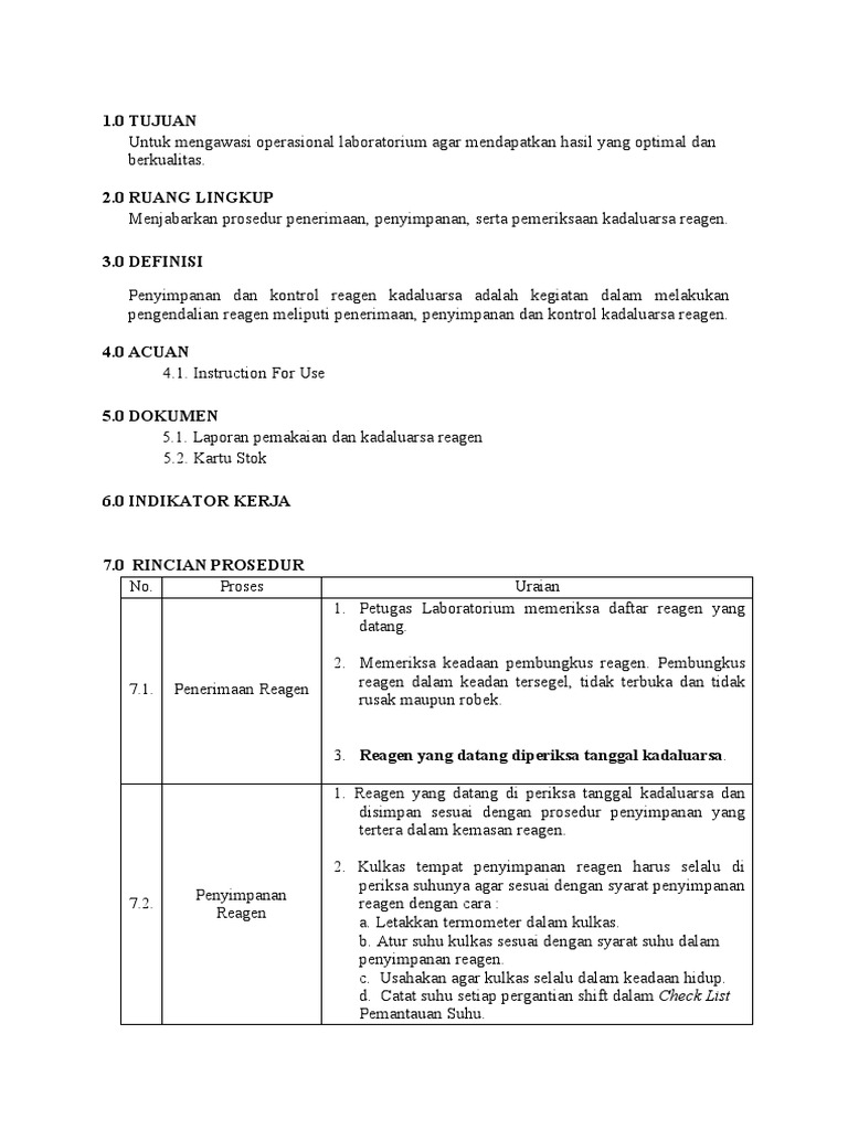 Penyimpanan Kontrol Dan Reagen | PDF
