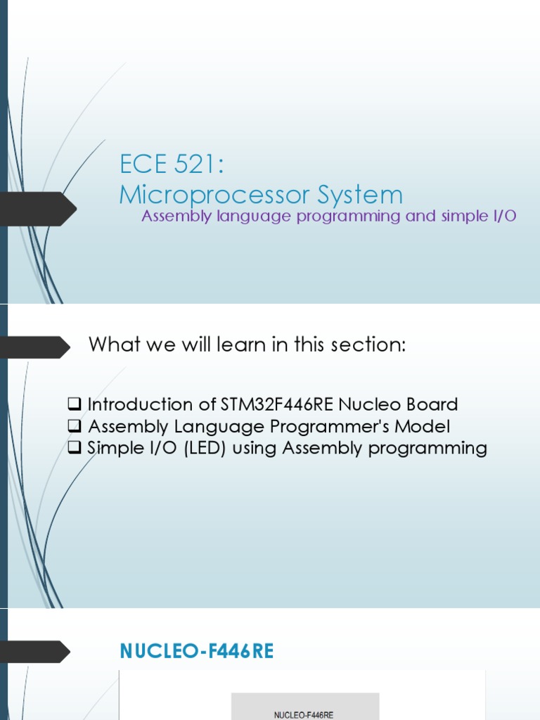 LECTURE 8 - ECE521 STM32F446RE BOARD & LED Interfacing | PDF | Central Processing Unit ...
