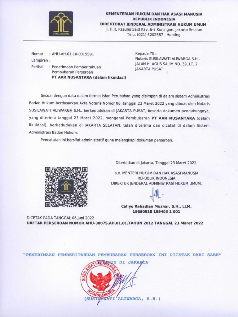 Dokumen SK Pembubaran 1219158087 | PDF