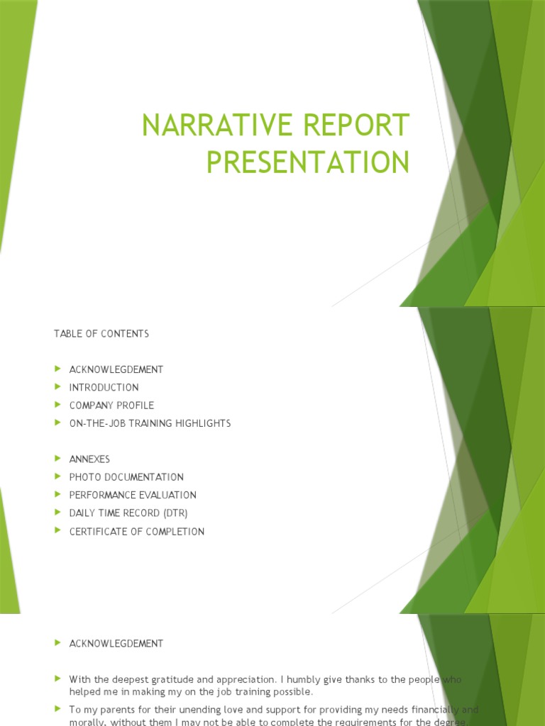 Narrative Report Presentation | PDF | Vocational Education