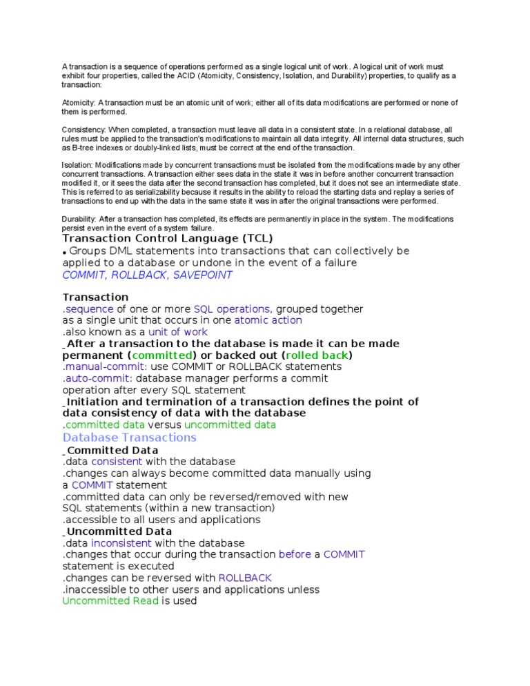 A Transaction Pdf Database Transaction Information Science