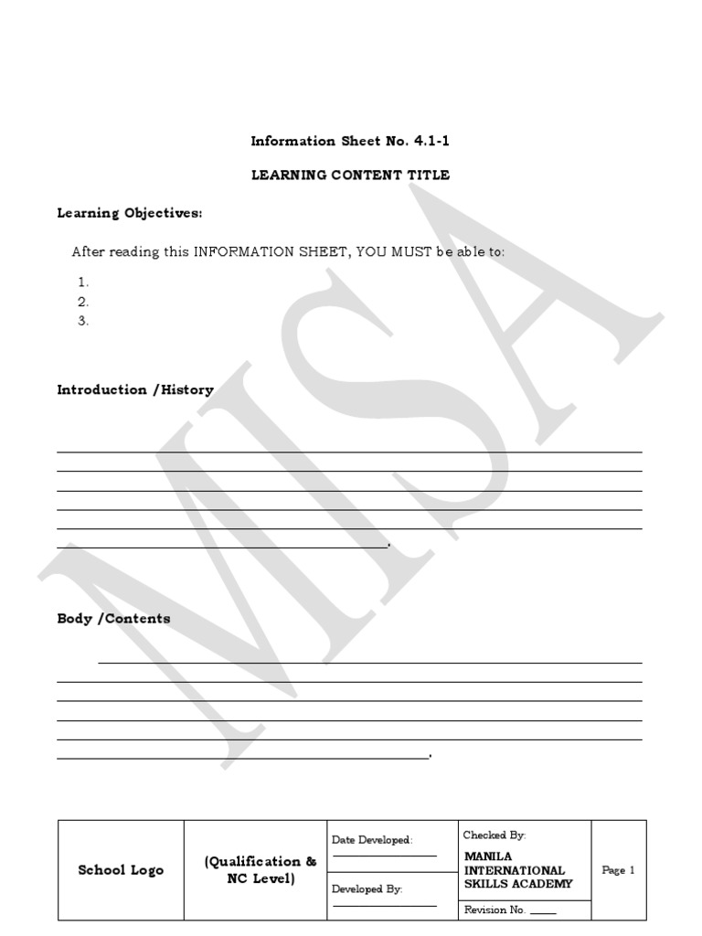 Information Sheet | PDF