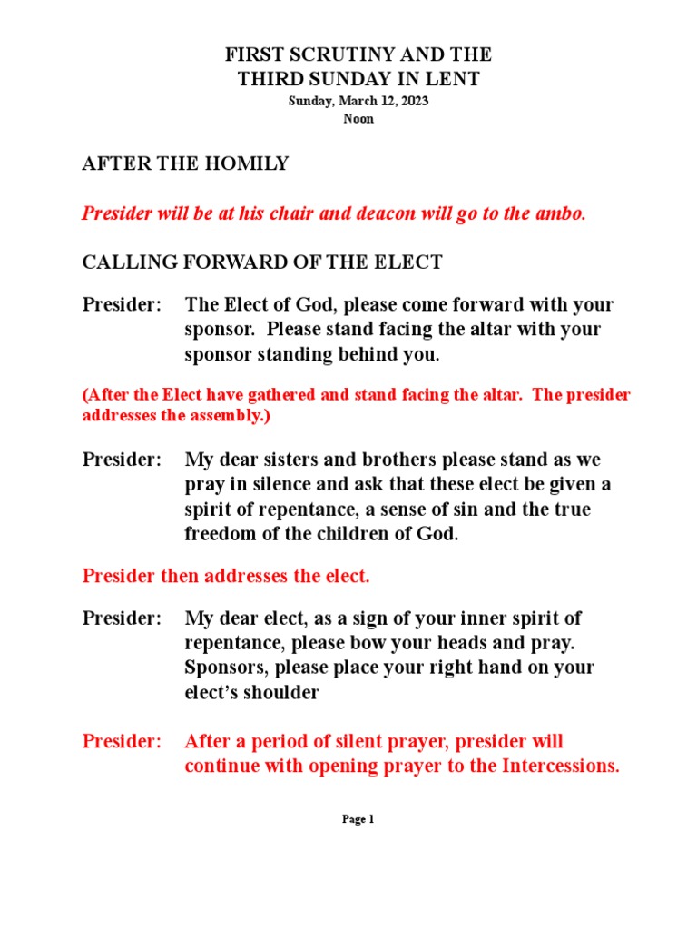 23 1st Scrutiny PDF | PDF | God The Father | Prayer