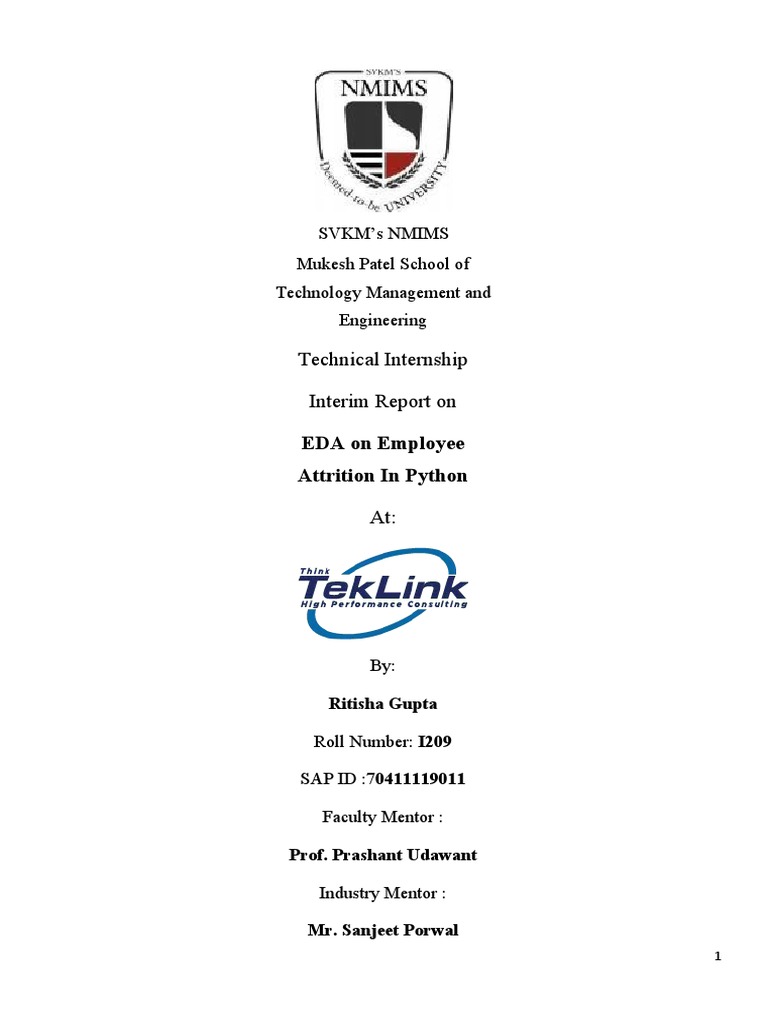 Technical Internship Report Hr Dataset Pdf Data Analysis Statistics