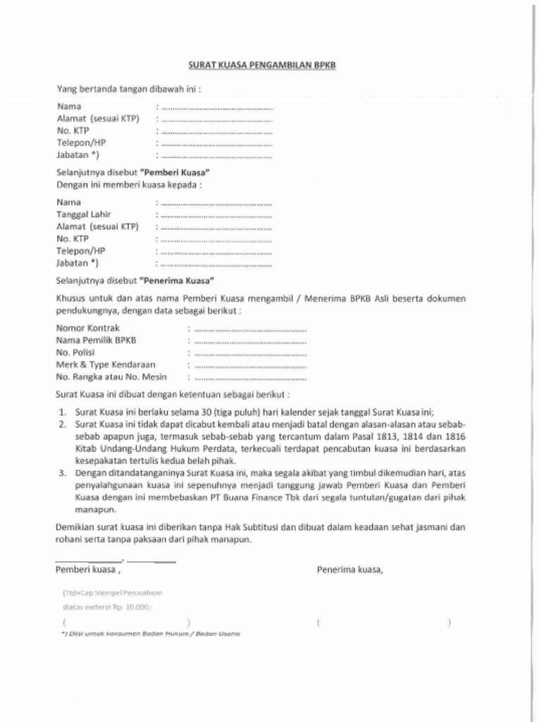 Form Surat Kuasa Terbaru | PDF