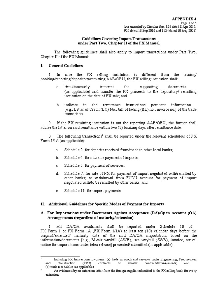 Appendix 4 (Cir1124 - 2021) | PDF | Letter Of Credit | Remittance