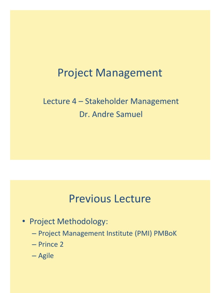 Lecture 4 Stakeholder Management Pdf Pdf Stakeholder Corporate