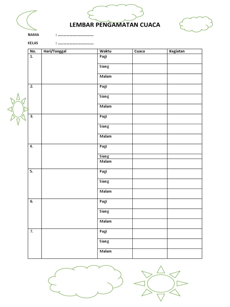 Lembar Pengamatan Cuaca | PDF