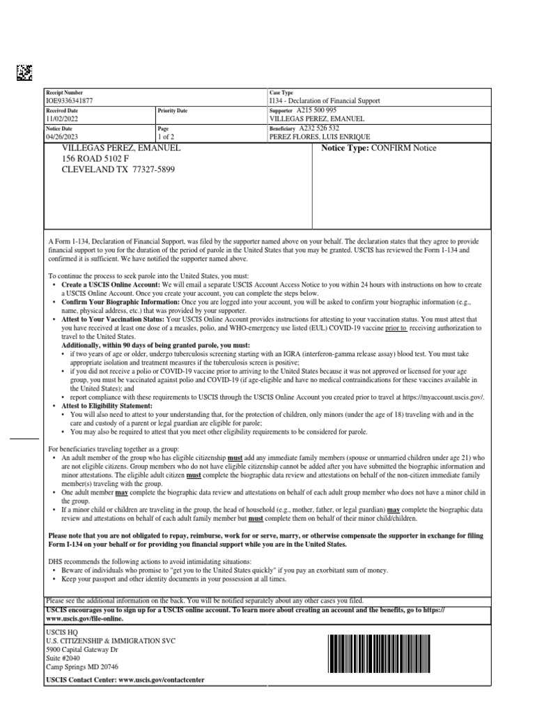 Confirmation Notice PDF | PDF | United States Citizenship And ...