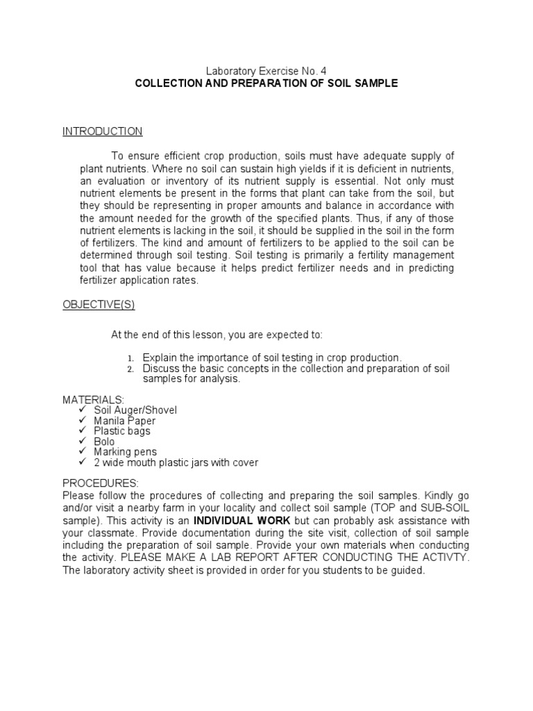Lab. Exercise No. 4 | PDF | Soil | Fertilizer