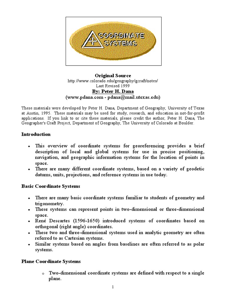 Coordinate Systems Overview | PDF | Latitude | Geodesy