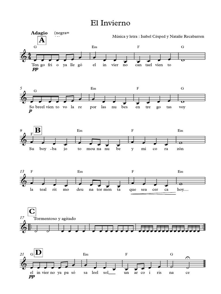 El Invierno - Partitura Completa | PDF