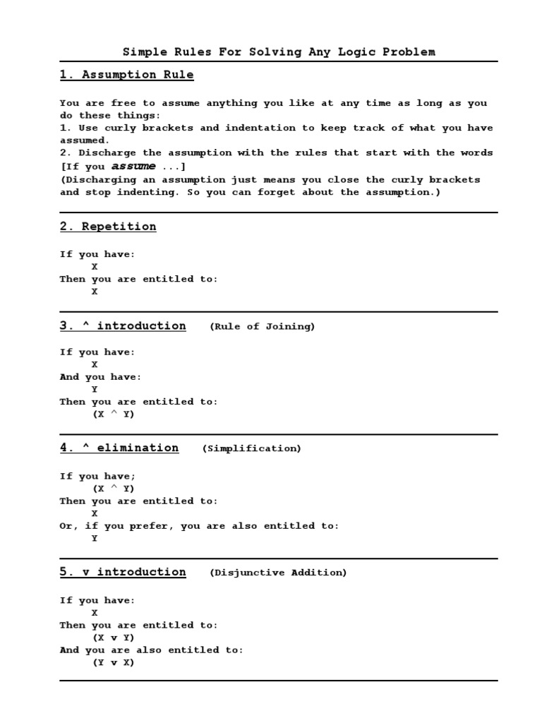 Simple Logic Rules | PDF | Syntax (Logic) | Logical Expressions