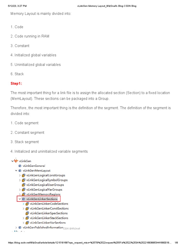Memory Layout Guide for vLinkGen | PDF