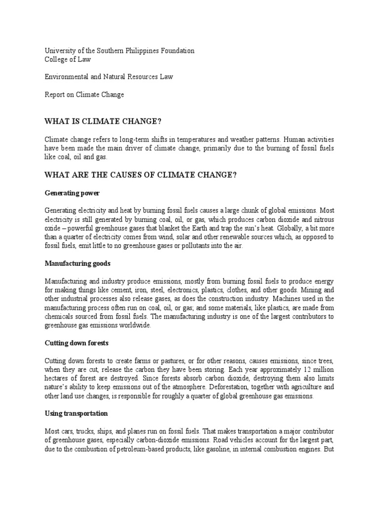 Report On Climate Change | PDF | Climate Change | Greenhouse Gas