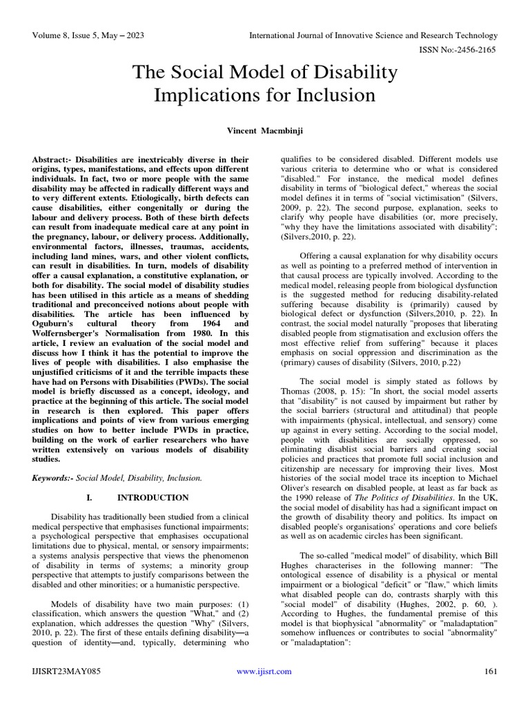 The Social Model of Disability Implications For Inclusion | PDF ...