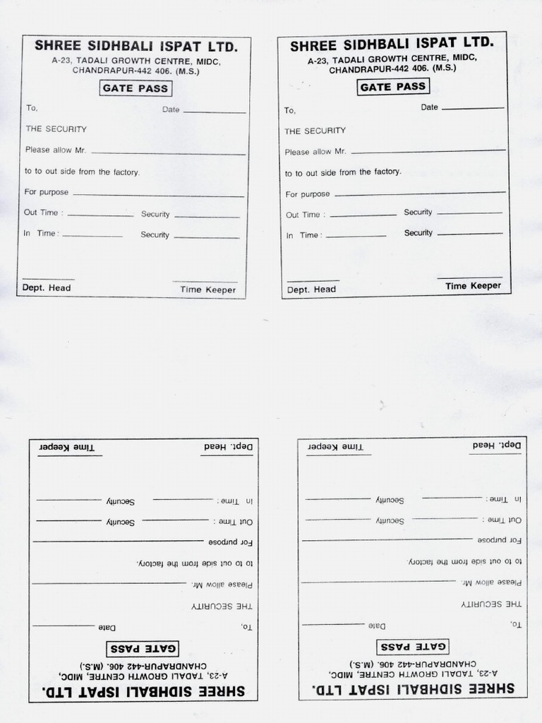 Gate Pass | PDF