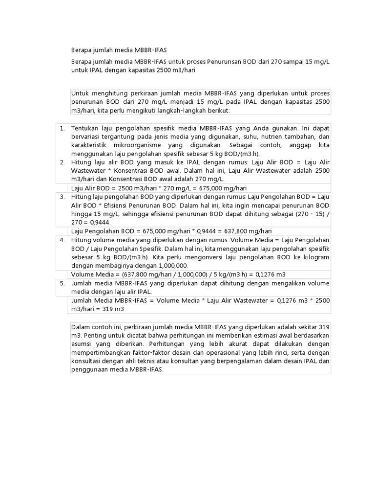 Berapa Jumlah Media MBBR | PDF