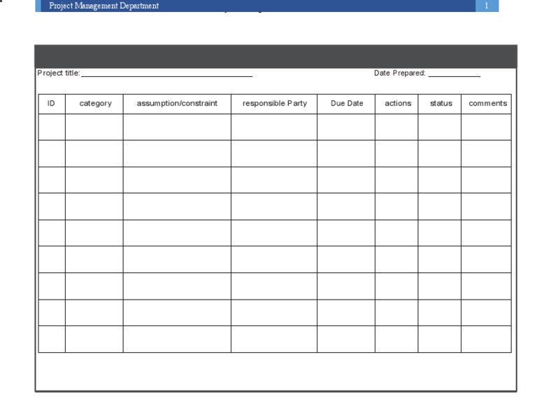 Assumption Log Pdf