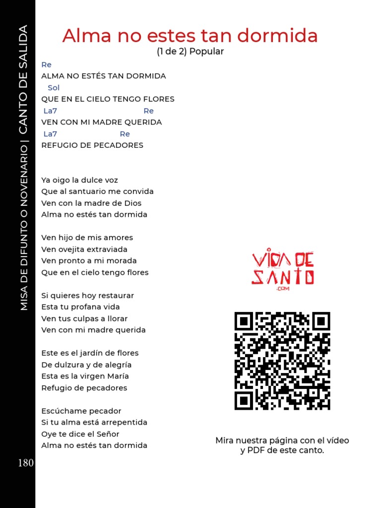 Alma No Estes Tan Dormida Acordes y Letra Rosario para Difunto | PDF
